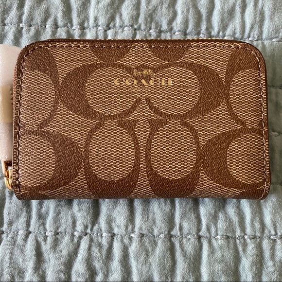 Coach | Bags | Coach Zip Around Coin Case In Signature Canvas | Poshmark
